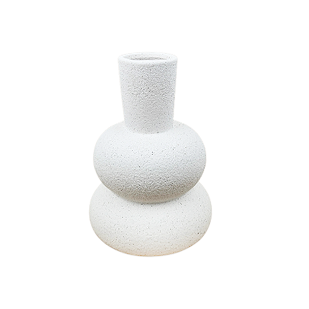 Florero de Cerámica Doble Aro con Cuellos Efecto Arena – Yaques Hnos